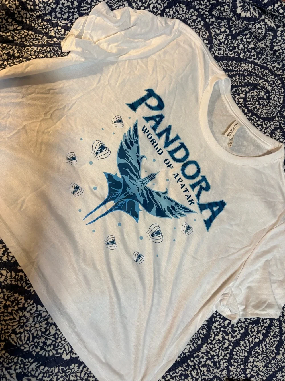 Tops | Pandora World Of Avatar White Tee With Teal Graphic | Poshmark